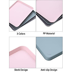 6 Pack 8 x 12 Inch Plastic Trays, Cute Small Pink Grey Blue Trays with 2”Wall, Decorative Food Serving Tray, Rectangular Flat Trays for Couch, Party, Dining, Picnic, Snack, Appetizer, Halyuhn