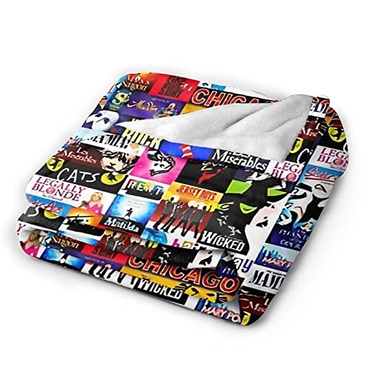 Broadway Musical Collage Blanket Cute Anime Fleece Throw Blankets and Throws for Couch Bed Sofa Office Ultra Soft Lightweight Plush Cozy Warm Flannel Blanket 60"X50"