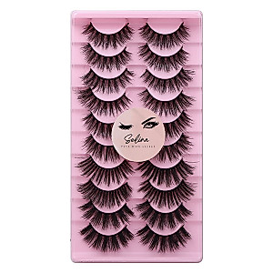 Selina Lashes Faux Mink Fluffy Wispy False Eyelashes 25mm 3D Dramatic Faux Mink Eyelashes D Curl Long Fake Lashes