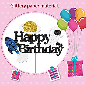 Ambishi Happy Birthday Cake Topper - Space Themed Birthday Party Decoration Supplies - Astronaut, Rocket, Planet Sign Cake Decor for Kids Boys Girls Birthday Party