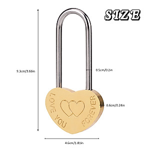 Love Lock Single Heart Gold Padlock:3.5" 50mm Engraved Love-You-Forever Wish Heart Lock Everlasting Love for Lovers Wedding,Valentines,Anniversary,Travel,Valentines Day,Bridge(NO Key)