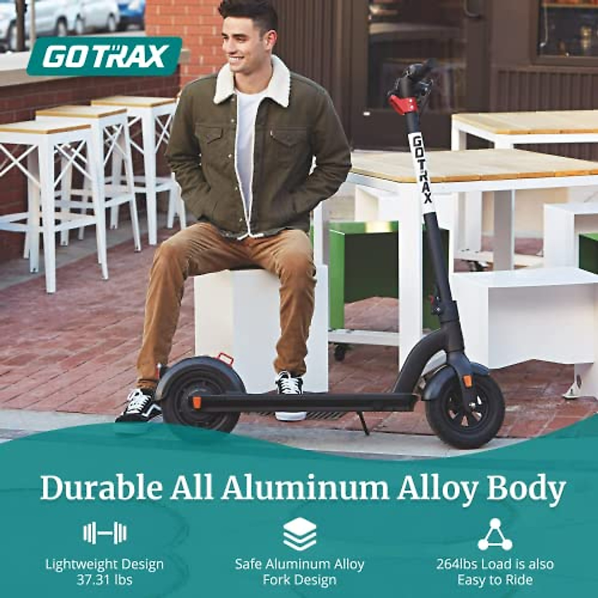 Gotrax G4 Electric Scooter, 10" Pneumatic Tires, Max 25 Mile Range and 20Mph Power by 350W Motor, Double Anti-theft Lock, Bright Headlight and Taillight, Foldable and Cruise Control Escooter for Adult