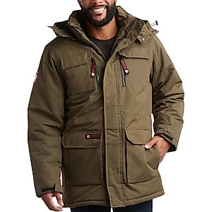 CANADA WEATHER GEAR Men's Winter Coat - Heavyweight Teflon Canvas Cargo Parka Jacket (M-XXL), Size X-Large, Olive Green