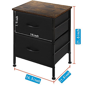 YOHKOH Tall Dresser Storage Drawers Stand with 2 Removable Fabric Drawers-Organizer Unit for Bedroom, Living Room, Storage Bins with Drawers