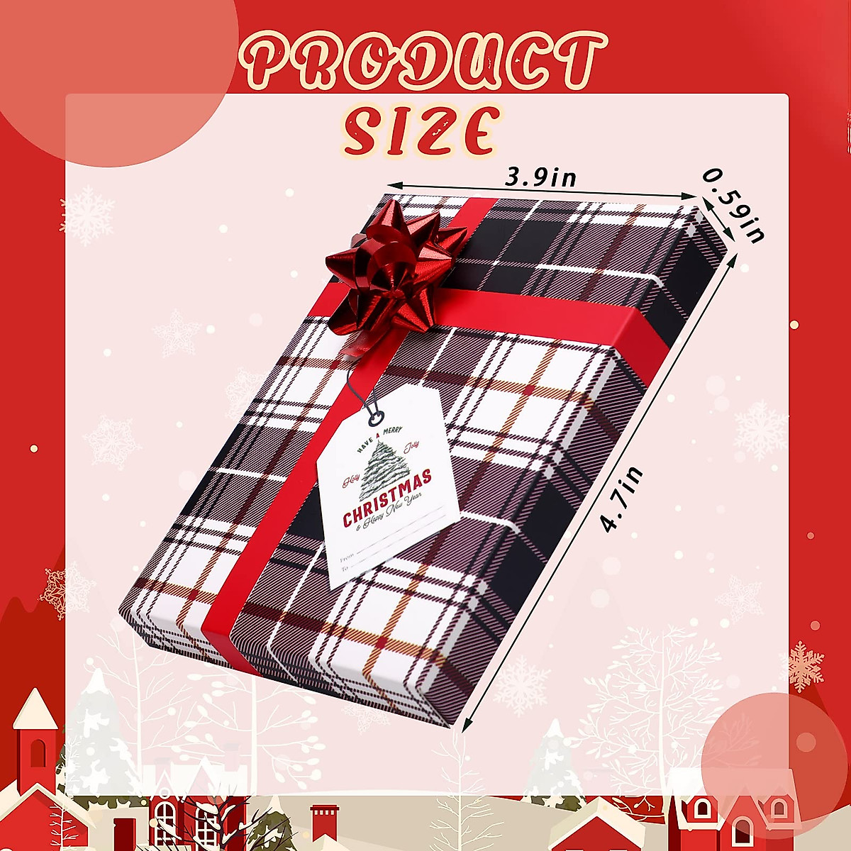 Gersoniel 12 Pieces Christmas Gift Card Box Buffalo Plaid Present Card Holder with Red Bow Present Boxes Mini Favor Boxes for Christmas Holiday Baby Shower Birthday Party Supplies