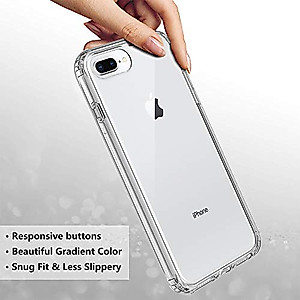 Misscase iPhone 8 Plus Case,iPhone 7 Plus Clear Case,[Tempered Glass Screen Protector] Full Body Protective Shockproof Hard Plastic & Soft TPU Case for iPhone 8/7/6 Plus (5.5 inch) Clear