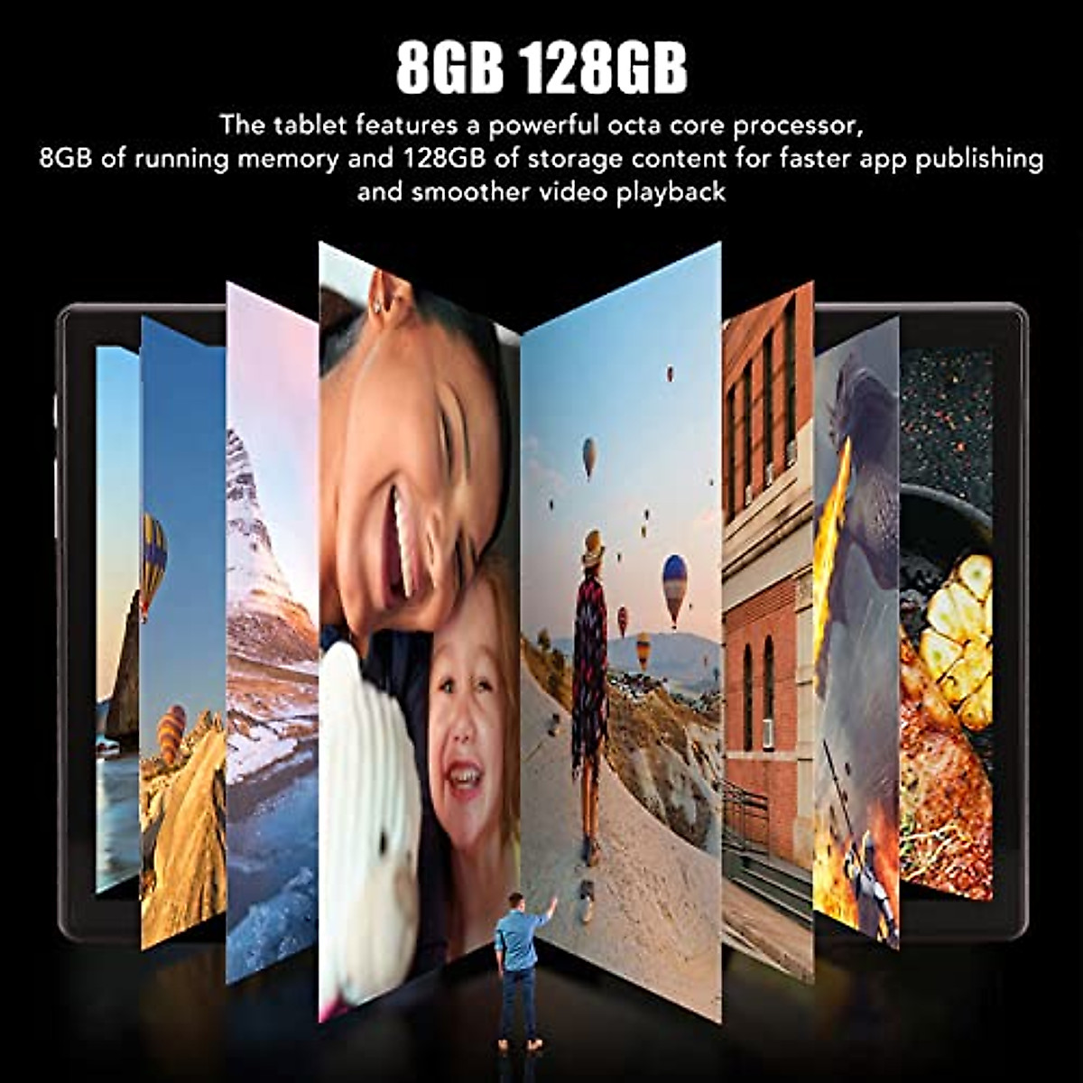 soobu 10.1 Inch Tablet, 4G Call Tablet 8GB 128GB 100-240V 1920x1200 Resolution Front 8MP Rear 20MP Octa Core Processor for Android 11 for Writing (US Plug)