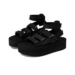 Teva Women's Flatform Mevia Leather Sandal, Black, 8