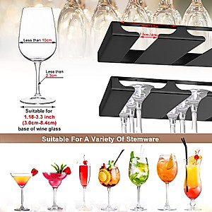 Wine Glasses Rack Hanging Under Cabinet Stemware Storage Hanger with 4 Rows Metal Bar Shelves for Kitchen Restaurant Cabinets Shelf – Fits from 1.1 to 3.4 inch Base of Goblet HG617