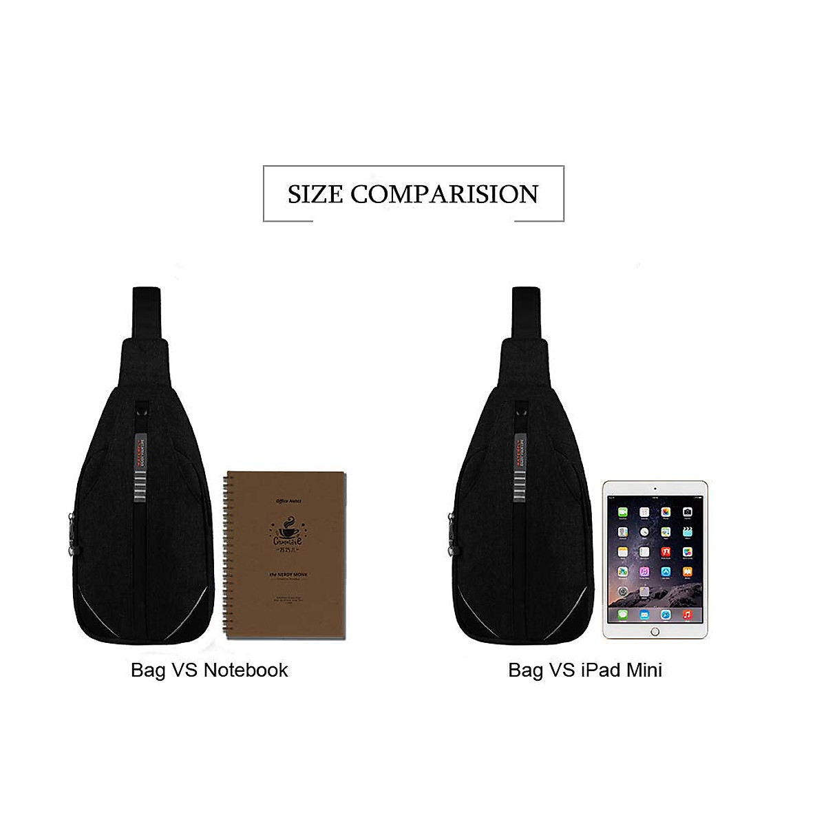 WATERFLY Small Crossbody Sling Backpack Anti Theft Backpack for Traveling Chest Bags for Men&Women Multipurpose Casual Daypack Hiking Shoulder Bag (Black)