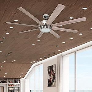 Honeywell Ceiling Fans Xerxes Modern 62 Inch Ceiling Fan with Light, Remote Control Fan, LED Indoor Fan with 8 Blades, French Oak and Gray Oak Blade Finish Options, Brushed Nickel (50608-01)
