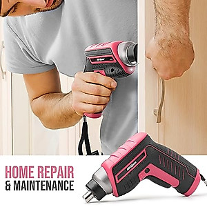 Hi-Spec 35pc Pink tool kit with 3.6V USB Electric Screwdriver and drill set. Complete women tool set