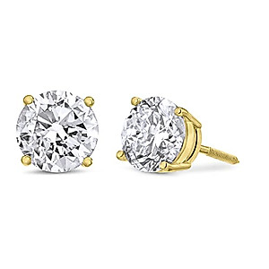 Amazon Essentials Certified 14k Yellow Gold Round-Cut Diamond Stud Earrings (3/4cttw, K-L Color, I1-I2 Clarity), (previously Amazon Collection)