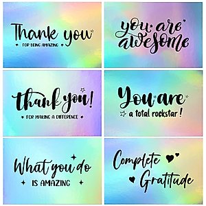 Holographic Thank You Cards Appreciation Postcards You Are Awesome Greeting Cards Thank You for Making a Difference Cards for Students Volunteers Teachers Graduation Nurses,4 x 6 Inch(60 Pieces)