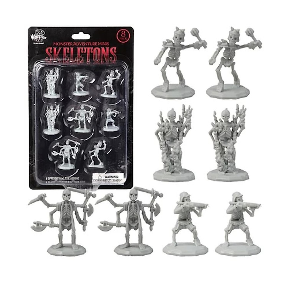 Halloween Fantasy Skeleton Mini Figures – 8 Unpainted Unique Designs – 1" Hex-Sized, Compatible with DND, Pathfinder & Tabletop RPGs – Realistic Detailed Sculpts for Spooky RPG Campaigns, Family Games