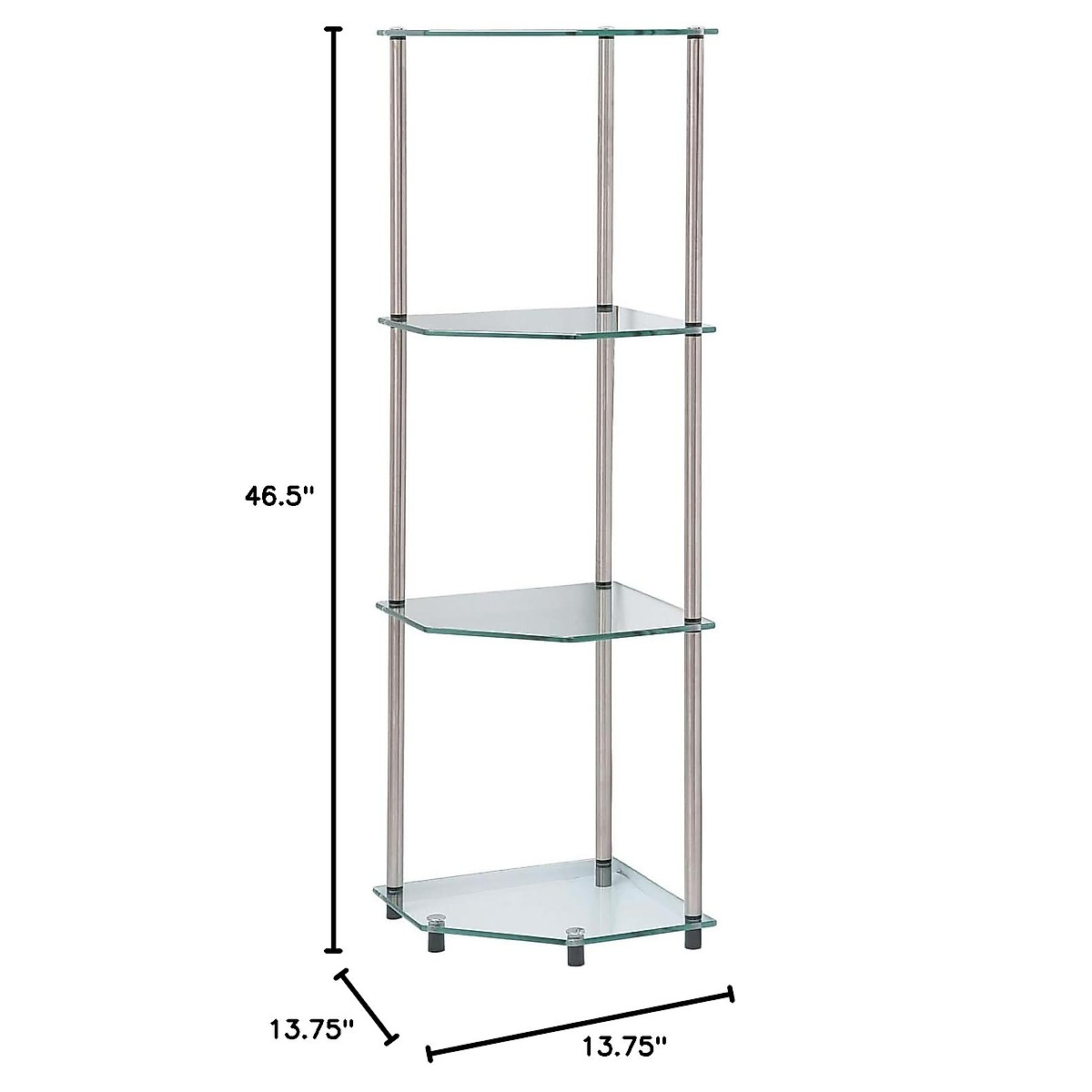 Convenience Concepts Designs2Go Classic Glass 4 Tier Corner Shelf