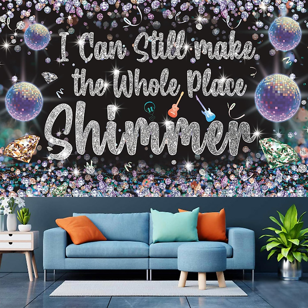 Music Lyrics Banner Music Lover Taylor Birthday Backdrop I Can Still Make The Whole Place Shimmer Backdrop for ERAS Party Music Fans Lover Party Decorations Photo Booth Background Photoshoot Banner