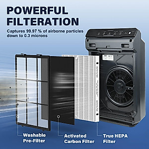 SAKEGDY 115115 HEPA Replacement Filter A Compatible with Winix PlasmaWave C535 5300 5300-2 6300 6300-2 P300 AM90 9000 5000 5000B C909 A-Purifier, 1 Washable PreFilter+2 HEPA+4 Activated Carbon Filter