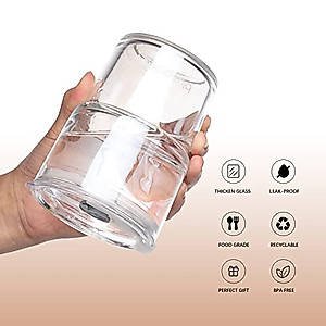 BLUEPOLAR 13oz/400ml Glass Water Tumbler with Straw and Lid Sealed Carry On Thick Wall Iced Coffee Cup Glass Cup for Water, Iced Tea Fruit Juice Etc(Aurora White
