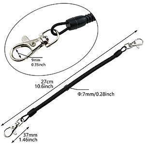 LUORNG 2PCS Spiral Stretchy Spring Coil Cord Rope Chain Strap with Lobster Clasp, Black