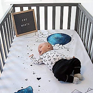 JumpOff Jo - Fitted Crib Sheet, Super Soft 100% Cotton Sheet for Standard Crib Mattresses and Toddler Beds, 28 in. x 52 in, Storytelling Designs - Mama Bear Blue