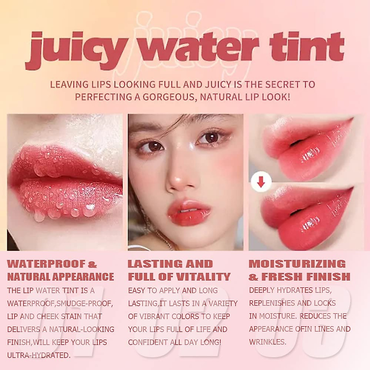 6 Colors Lip Tint Stain Set，Korean Lip Gloss Lip Tint Stain Plumping Mini Liquid Lipstick，Multi-use Lip and Cheek Tint，Long lasting Non-Stick Cup Waterproof，High Pigment, Vivid Color, Lip Color Makeup