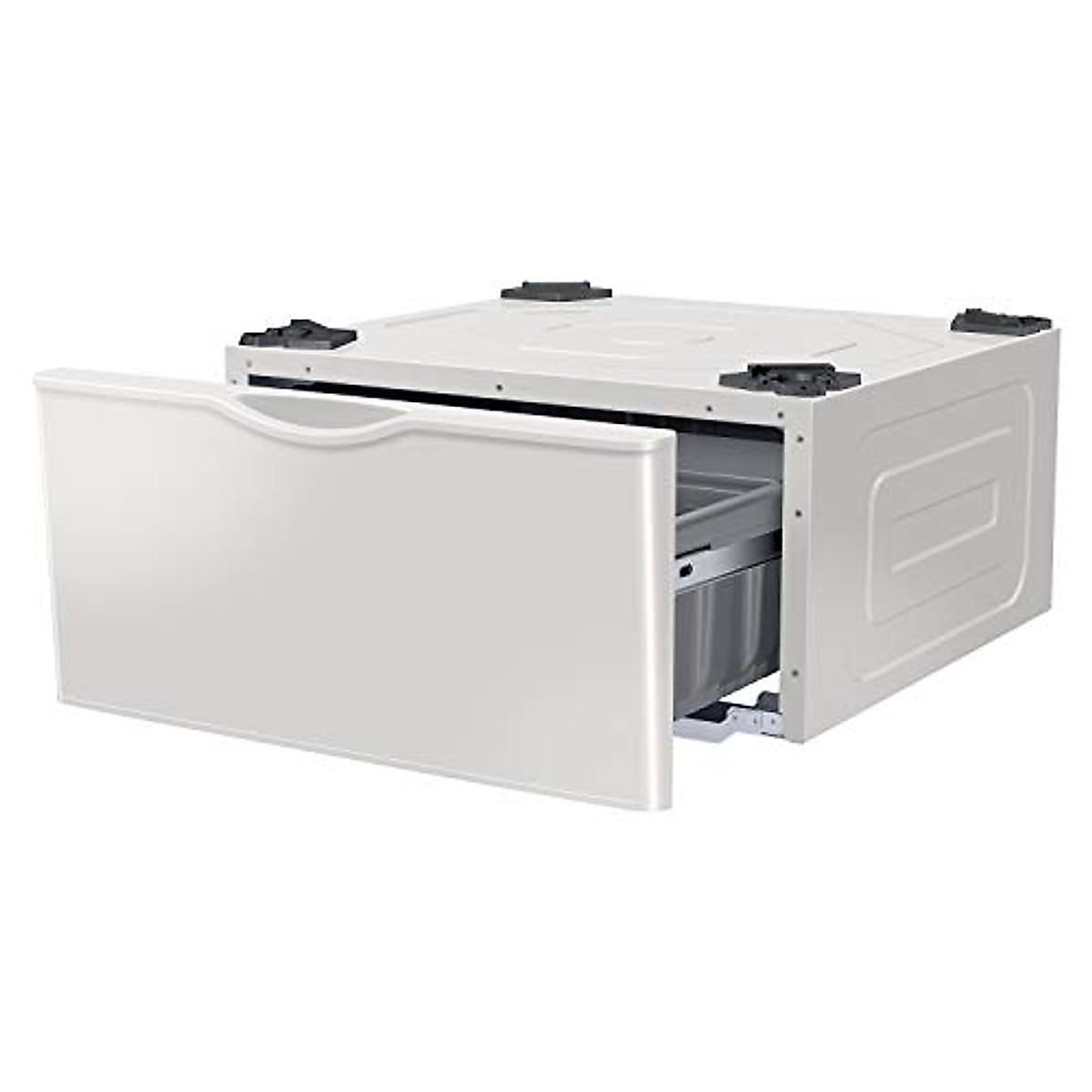SAMSUNG 27-Inch Washer Dryer Pedestal Stand w/ Pull Out Laundry Storage Drawer, Stainless Steel, WE402NE/A3, Ivory
