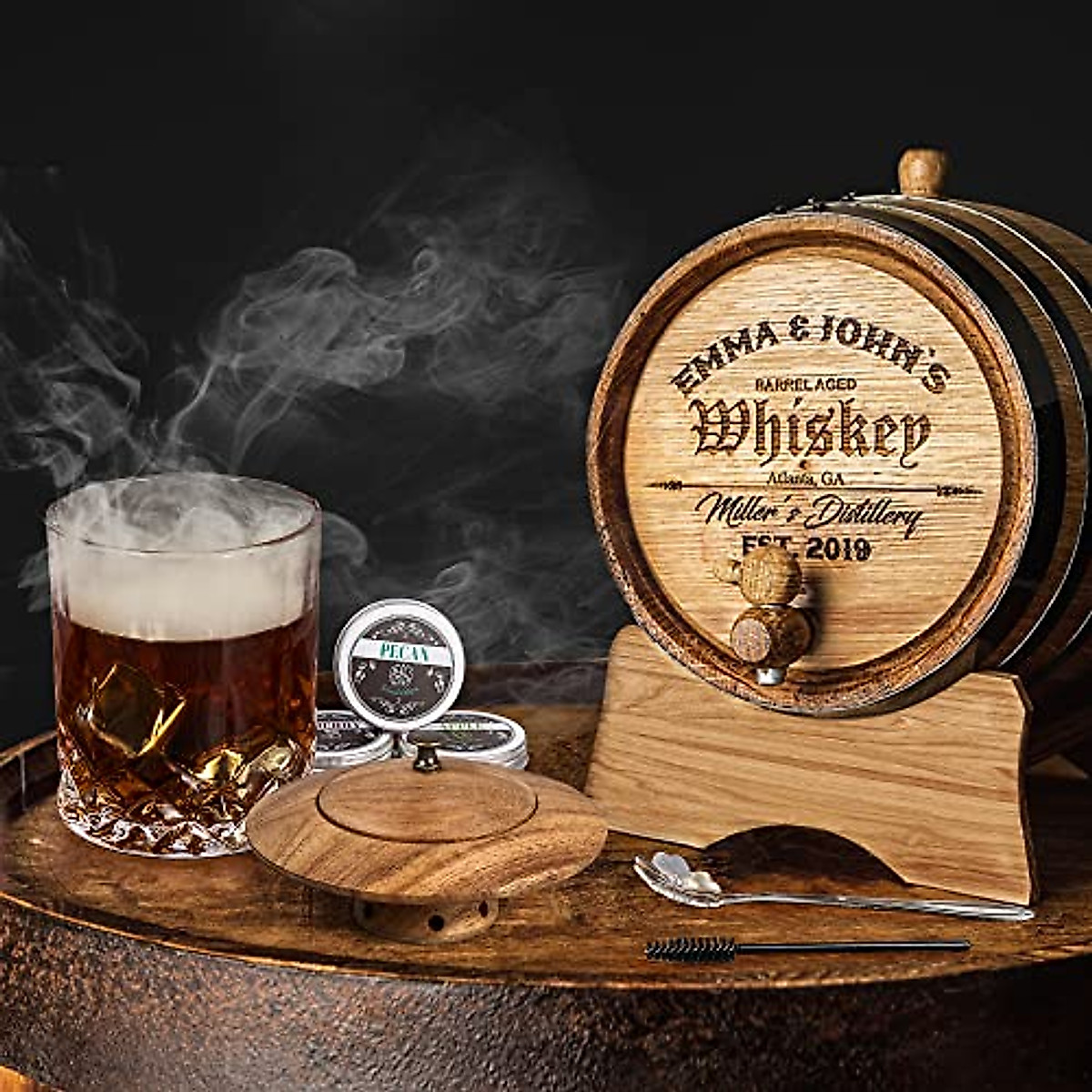 Cocktail Smoker Kit with Wood Chips - Old Fashioned Chimney Drink Smoker Set for Infuse Cocktails, Whiskey & Bourbon, Ideal Gifts for Men, Boyfriend, Husband, Dad