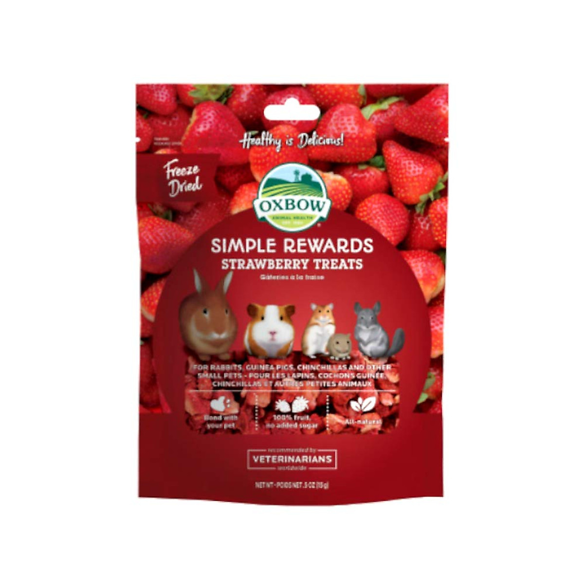 Oxbow Simple Rewards Treats Rabbit Guinea Pig Chinchilla Strawberry .5 oz 3 Pack
