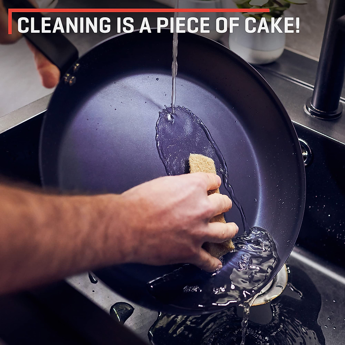 Uno Casa Carbon Steel 12 Inch - Non-Stick Blue Frying Pan with Universal Lid, Quick Heating Skillet - Chef Pan with Removable Silicone Handle