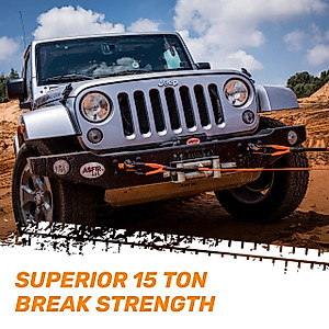 Tow Strap by RoofPax | 3" x 20 ft. Off Road Recovery Rope | 30,180 lb Break Strength Capacity | Heavy Duty Winch Strap with Triple Reinforced End Loops | Essential Recovery Kit for Getting Unstuck