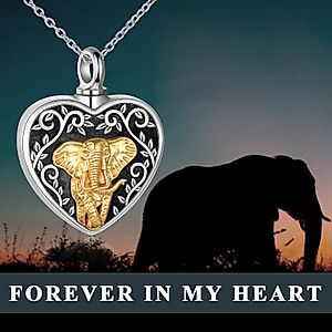 YFN Urn Necklaces for Ashes Sterling Silver Elephant Cremation Necklace Jewelry for Ashes Heart Memory Jewelry for Women Men