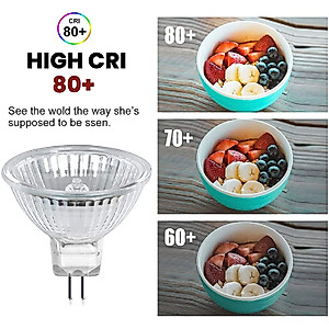 MR16 GU5.3 Halogen Light Bulbs (10 Pack) 20W 12V 3000k Warm White Spotlight Precision Halogen Reflector Fiber Optic Light Bulb 12V 20W for Landscape Light,School,Family,Tunnel Light