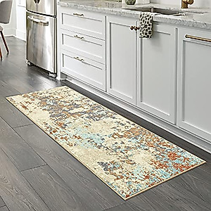 Maples Rugs Southwestern Stone Distressed Abstract Non Slip Runner Rug For Hallway Entry Way Floor Carpet [Made in USA], 2 x 6, Multi