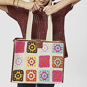TOUS Crochet tote bag large beige and brown