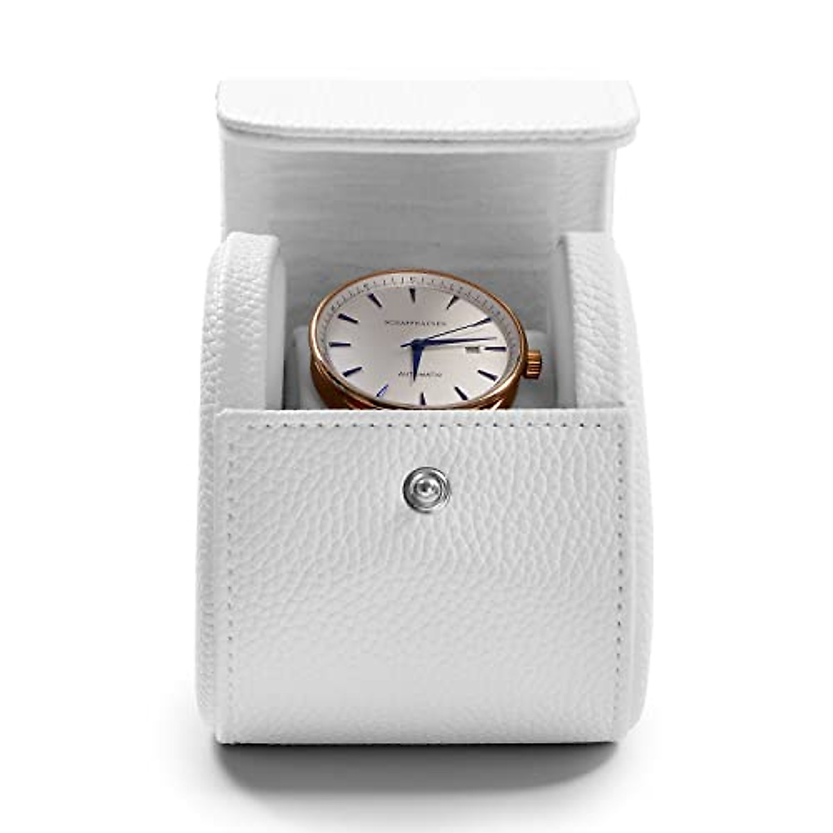 Oirlv Luxury Leather Travel Watch Case Single Watch Box for Women Portable Jewelry Watch Storage Roll Organizer(White)