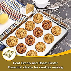 Wildone Baking Sheet with Rack Set (3 Pans + 3 Racks), Stainless Steel Baking Pan Cookie Sheet with Cooling Rack, Non Toxic & Heavy Duty & Easy Clean