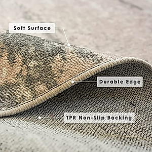 OIGAE Machine Washable Rug 9'x12', Ultra-Thin Foldable Abstract Modern Area Rug, Stain Resistant Anti Slip Backing Rugs for Living Room&Bedroom&Dining Room, Brown