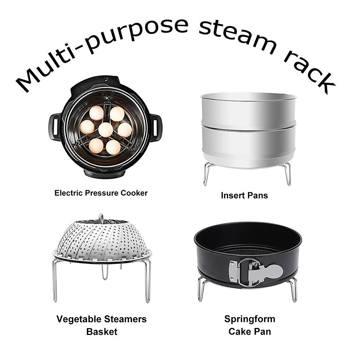 Maxracy Stackable Egg Steamer Rack Trivet 9 holes for Instant Pot Accessories Stainless Steel Egg Assis fits 6qt 8qt Pressure Cooker(9 Holes Stackle Egg Rack)