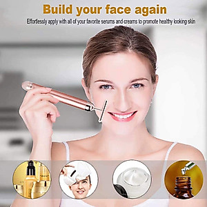 Horolas Beauty Bar 24k Golden Pulse Facial Massager, GOODYBUY T-Shape Electric Sign Face Massage Tools for Sensitive Skin Face Pull Tight Firming Lift