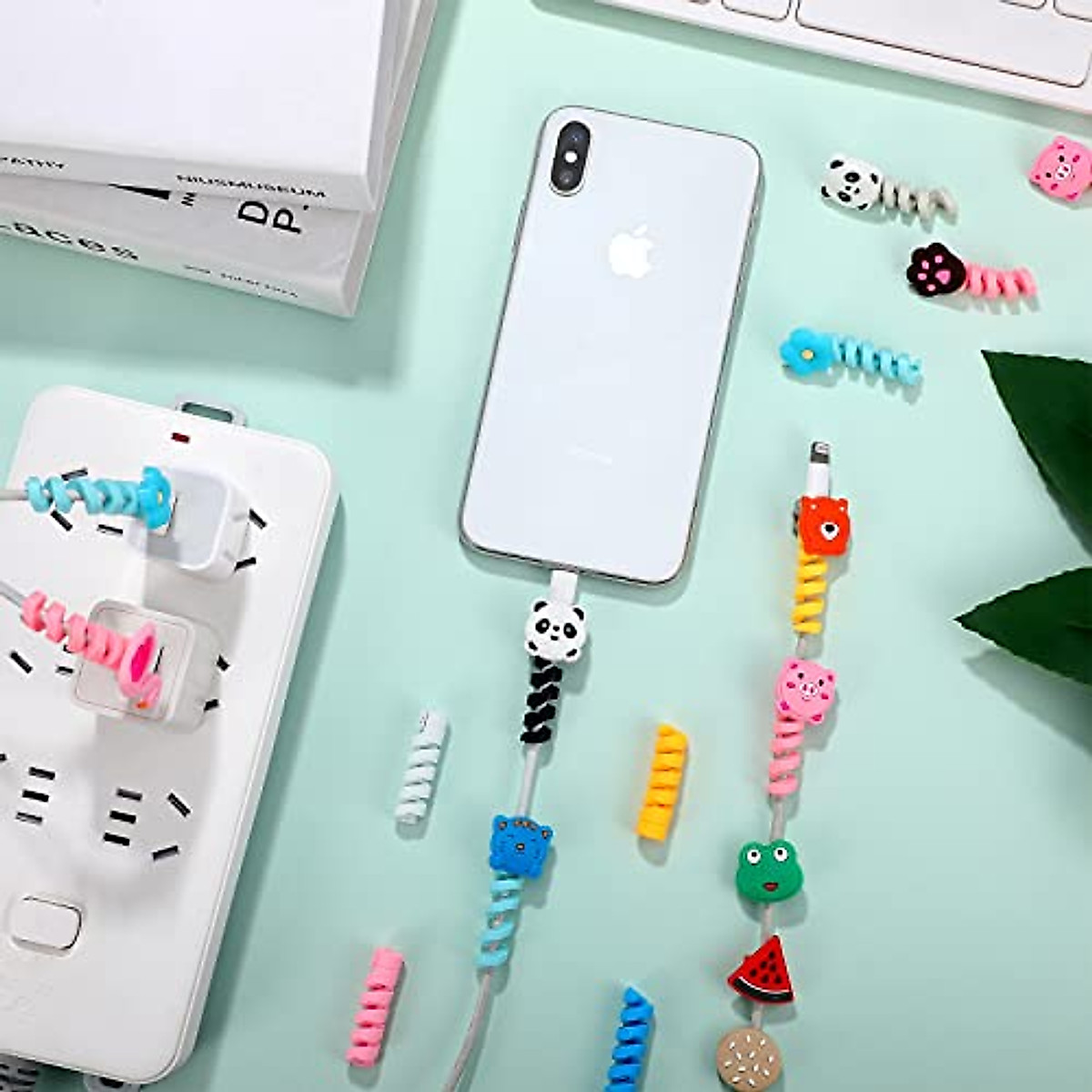 Flutesan 60 Pcs Cable Protectors Cute Charging Animal Bite Cord Protector USB Cord Charger Phone Charger Accessories for All Cellphone Data Lines, Various Styles
