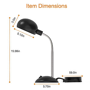 LEPOWER Metal Desk Lamp, Flexible Goose Neck Table Lamp, Eye-Caring Study Desk Lamp with E12 Lamp Base, Adjustable Desk Lamp for Living Room, Bedroom, Study Room and Home Office (Black)