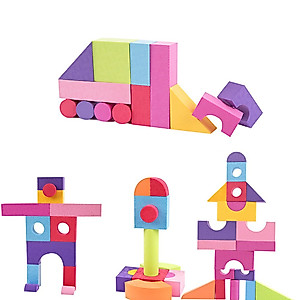 MOBU Foam Building Blocks for Toddlers 1-3, 50 PCS Educational Soft Building Blocks for Kids Playing Indoor Outdoor Bathroom Bathtub or Beach (Reusable Storage Bag)