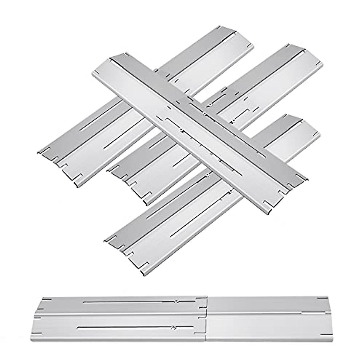 Damile Grill Heat Plates Shield Burner Covers Replacement, Grill Heat Shield Heat Tent Grill Plates for Gas Grill BBQ Grill Parts Kit Adjustable for Gas Grill, Extends from 11.75" up to 21" L, 5-Pack