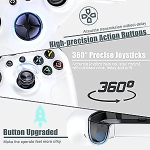 32Ft Wireless Controller Replacment for Xbox Controller, Compatible with Xbox One, Xbox Series X/S, Xbox One S/X, Steam, Android/iOS/PC Windows 7/8/10/11, Built-in Dual Vibration and Headphone Jack with TURBO Funtion (White)