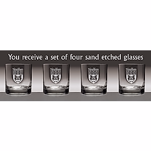 Houlihan Irish Coat of Arms Tumbler Glasses - Set of 4 (Sand Etched)