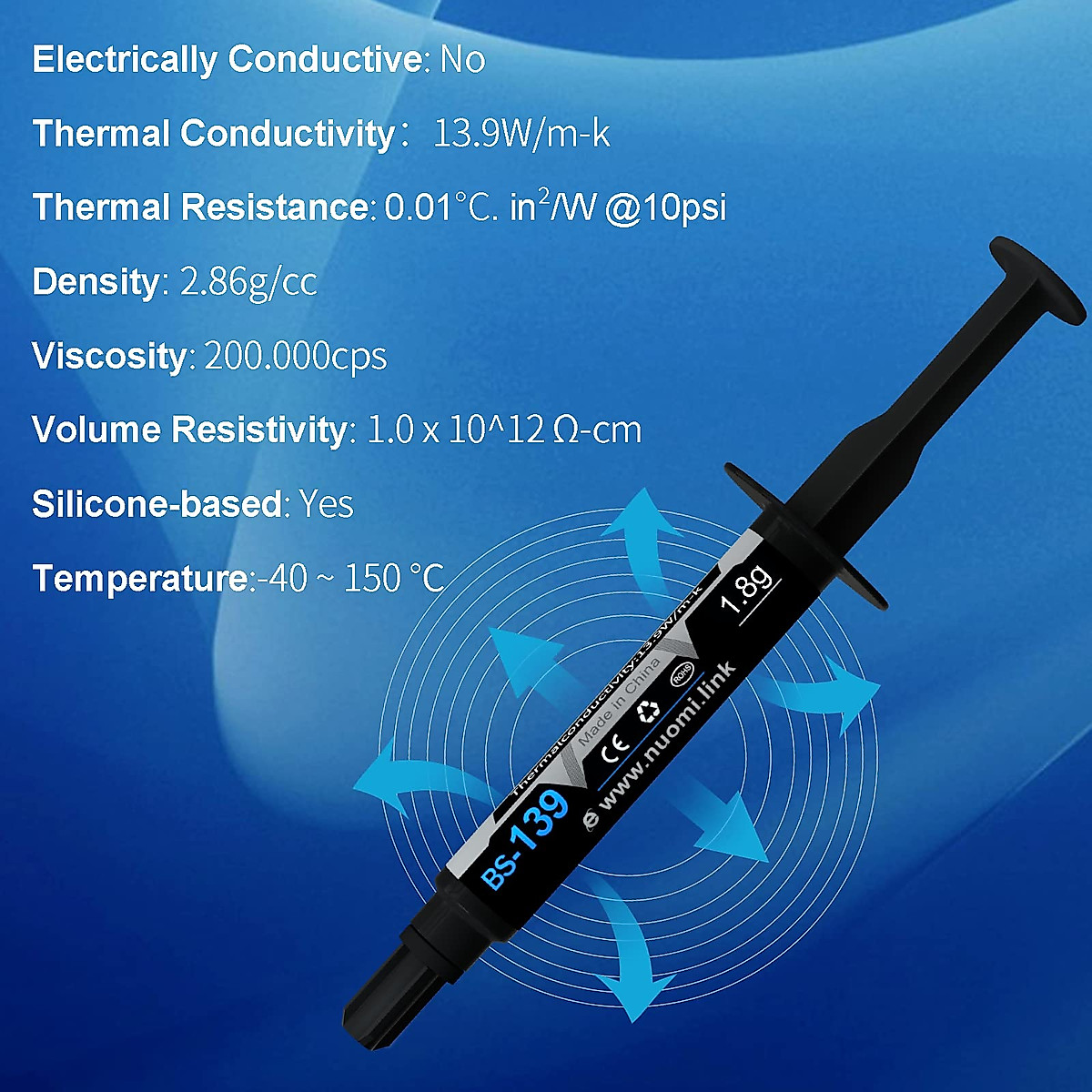 BSFF Thermal Paste, 1.8g with Toolkit CPU Paste Thermal Compound Paste Heatsink for IC/Processor/CPU/All Coolers, Carbon Based High Performance