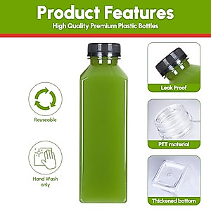 The Buyer Choice 24pcs 16oz Plastic Bottles with caps bulk – Clear Reusable Juice Bottles with caps for smoothies, Disposable Empty bottles for drinks, Juice containers with lids for fridge