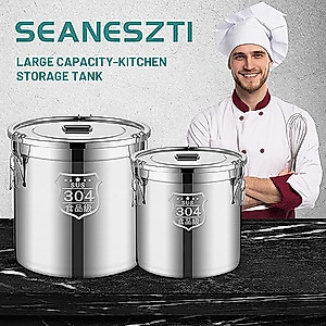 SEANESZTI 6L Stainless Steel Airtight Canister, Metal Containers with Lid, Food Storage Containers with Sealed for Noodles, Flour, Grains, Rice, Sugar, Tea, Coffee beans