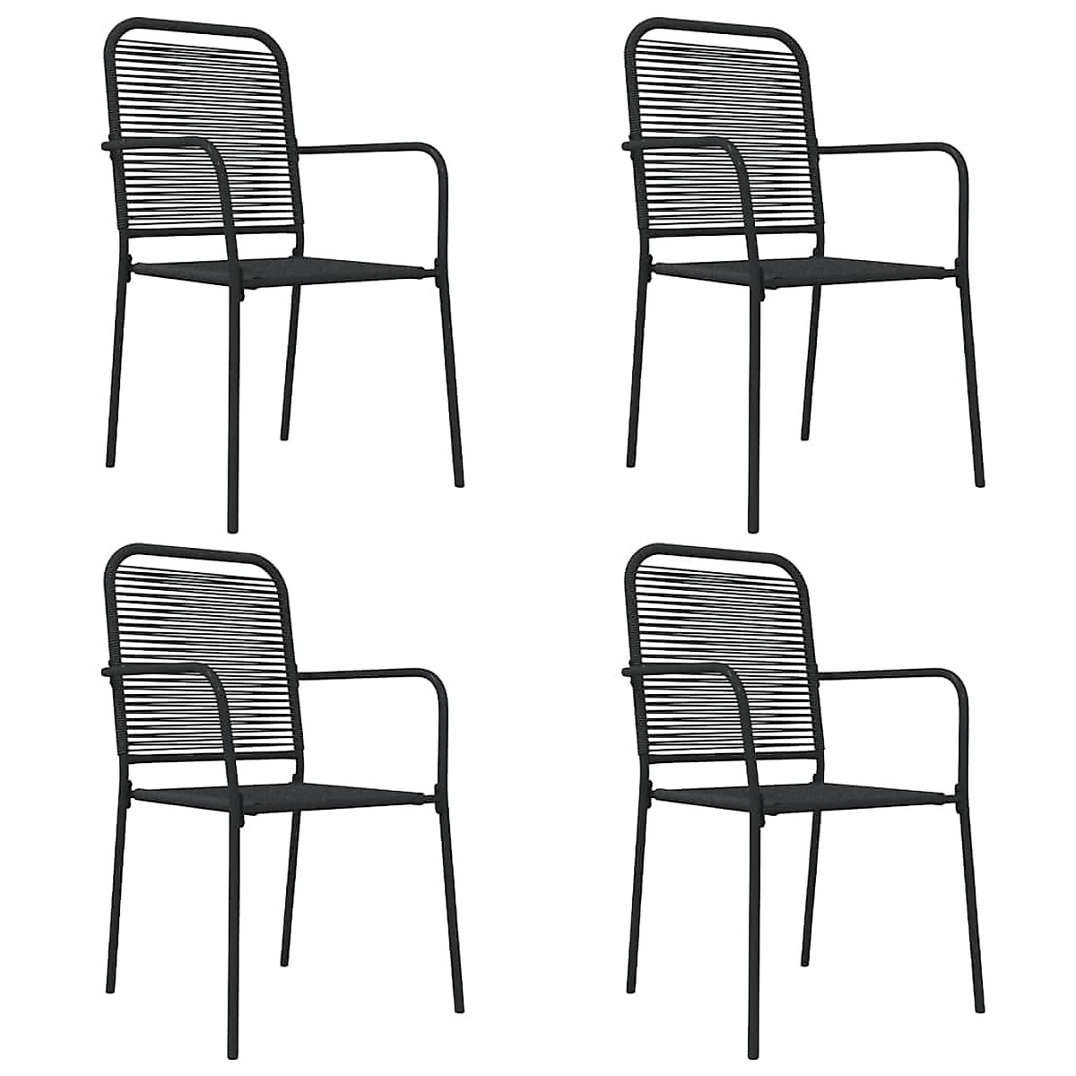 REWIS 5 Piece Patio Dining Set Patio Table and Chairs Set Outdoor Patio Dining Set Outdoor Patio Furniture Patio Set Black Cotton Rope and Steel 3156540